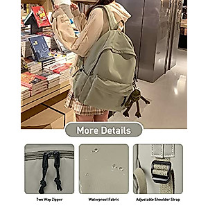 Green Backpack for Women Men, Waterproof High School Bookbag,Lightweight Casual Travel Daypack,Classic Basic College Backpack,Middle School Bag for Teen Girls Boys