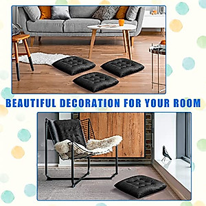 Roowest 9 Pack Seat Cushion Chair Cushions Pads with Ties Non Slip Chair Mat for Kitchen Office Dining Chairs Sofa Patio Furniture Indoor Outdoor Use, 16 x 16 Inch (Black)