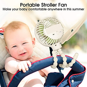 Mini Handheld Stroller Fan, Personal Portable Fan Baby Car Seat Clip-On Fan with DIY Flexible Tripod, USB Rechargeable Fan Adjustable 3 Speeds for Bedroom, Outdoor, Camping, Bike, BBQ