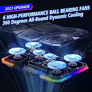 Gaming Laptop Cooling Pad,Large Size Laptop Cooler for 15"-21" Gaming Laptop with Silent Cooling Fans, RGB Lights, Laptop Cooling Stand with 5 Adjustable Heights, (Black with 18W Charger)