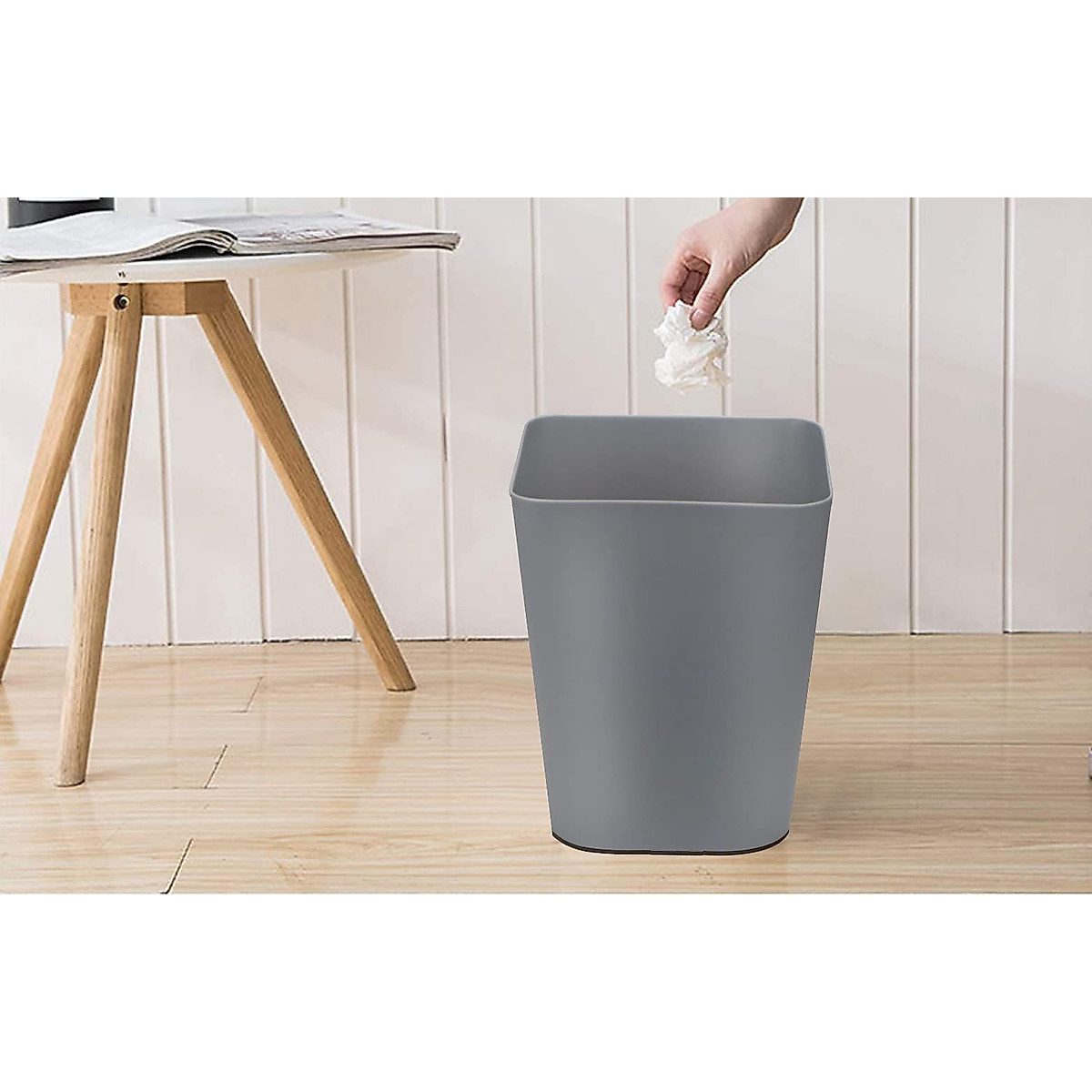Feiupe 1.6 Gallon Small Trash Can Wastebasket for Kitchen Office Bathroom,Pack of 2(1.6 Gallon(2 Pack), White+Gray)