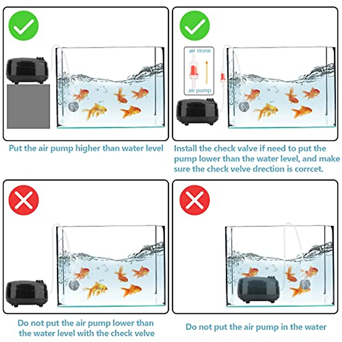 hygger Aquarium Air Pump Kit Powerful Airflow Adjustable Quiet Fish Tank Aerator Dual Outlet Oxygen Pump with Accessories Kit for Up to 300 Gallon Fish Tank, Aquarium, Hydroponics, Pond