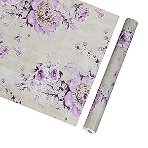 Yifely Vintage Purple Peony Self-Adhesive Kitchen Shelf Drawer Liner Moisture Proof PVC Mat 45x300cm