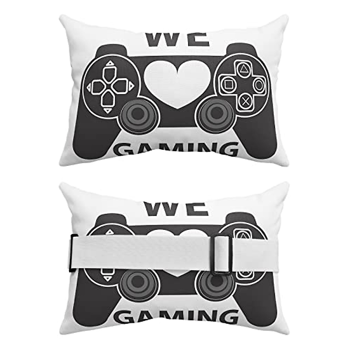 Outdoor Pillows Covers with Inserts WE GAMING Gray Gamepad Continuous Joystick Waterproof Recliner Pillow with Adjustable Strap Throw Pillows for Patio Furniture Pool Lounge Chair, 12x20 inch, 2PCS