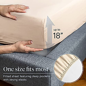 LuxClub 6 PC King Size Sheet Set Bamboo Sheets Deep Pockets 18" Eco Friendly Wrinkle Free Cooling Bed Sheets Machine Washable Hotel Bedding Silky Soft - Cream King