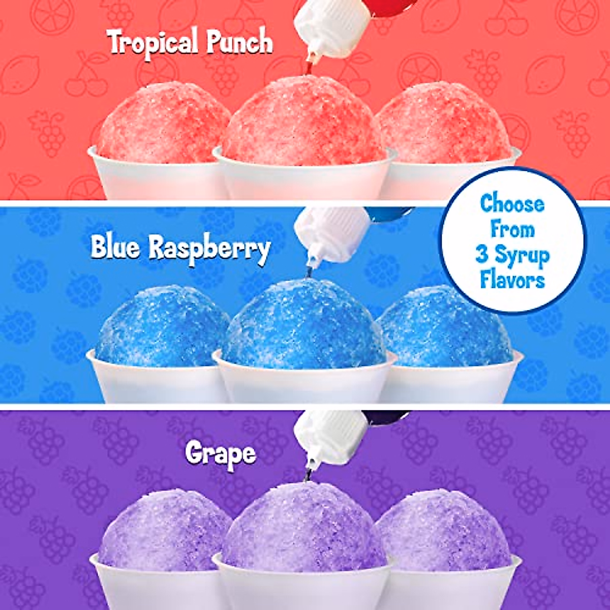 Kool-Aid Snow Cone Syrup Party Kit, Shaved Ice, Comes With Straws, Cups, Spoons, Flavors Of Tropical Punch, Grape, Blue Raspberry, Fun For Kids, Celebrations, Gifting, Multicolor