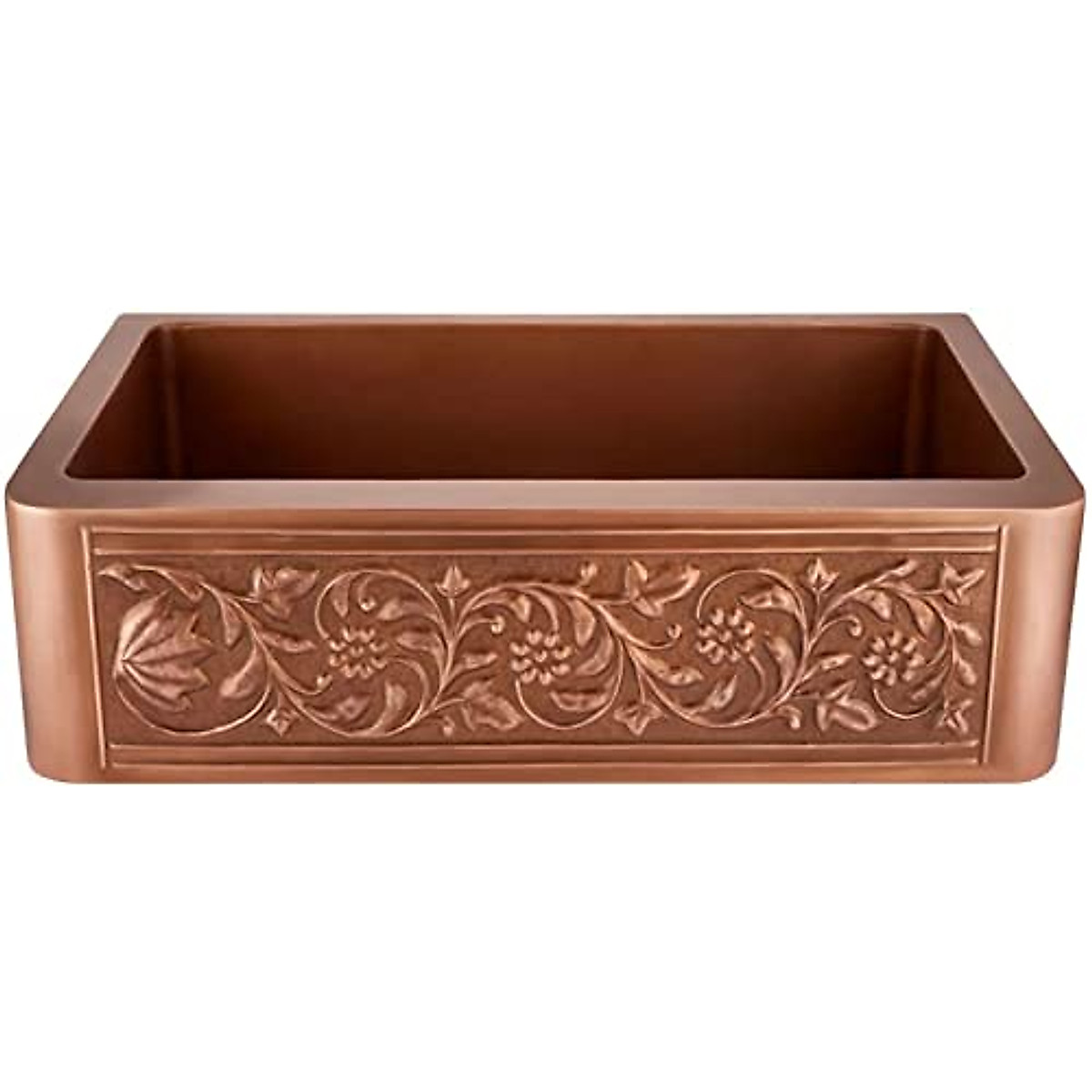 Signature Hardware 318918 32-3/4" Vine Design Farmhouse Single Basin Copper Kitchen Sink