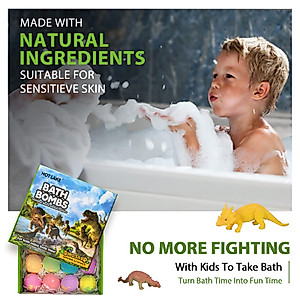 HOTLAKE Dinosaur Bath Bombs Gift Set,16 Pack Organic Bath Bomb for Kids with Toys Surprise Inside. Natural Dino Egg Bathbombs Kit for Christmas or Birthday Gift for Girls and Boys