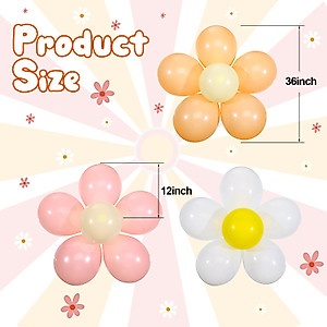 Hiboom 72 Pcs Groovy Retro Hippie Balloons Boho Daisy Party Balloons 12 Inch Rainbow Daisy Flower Butterfly Peace Sign Latex Balloons for Kids Girls Two Groovy Birthday Party Decoration Supply (Boho)