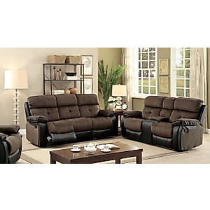 HOMES: Inside + Out Payton Reclining Modern Fabric Sofa, Brown/Espresso