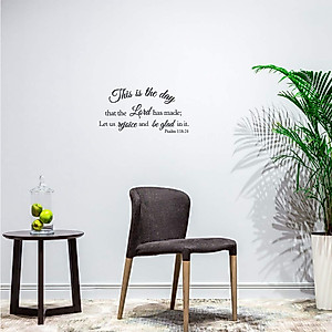 This is The Day That The Lord has Made Let us Rejoice and be Glad in it Psalm 118:24 - Carved Pure Vinyl Wall Decal Bible Verse Christian Quotes Room Art Letters Décoration