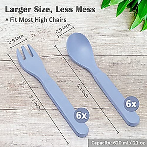 12pcs Bamboo Kids Spoons & Forks for Baby Feeding, Toddler Spoons & Forks Set, ableware for Baby Toddler Kids Bamboo Toddler Dishes & Dinnerware Sets