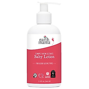 Earth Mama Simply Non-Scents Baby Lotion | Fragrance-free with Organic Calendula + Rooibos for Sensitive Skin, 8-Fluid Ounce