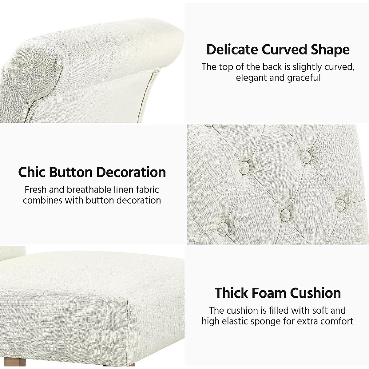 Yaheetech Dining Chair Dining Room Chair Living Room Side Chairs Tufted Parsons Chairs for Hotel, Restaurants, Wedding Banquet, Meeting, Celebration Beige, Set of 2