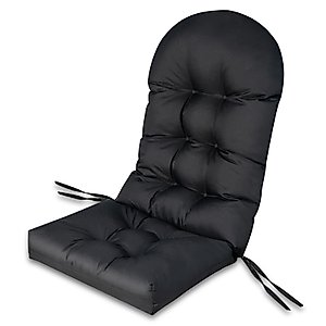 Giantex Patio Adirondack Chair Cushion - 49” x 23” High Back Rocking Chair Cushion w/Fixing Straps, Durable & Fade Resistant, 5” Thick Tufted Seat Pad for Indoor & Outdoor Chairs (Black, 1)