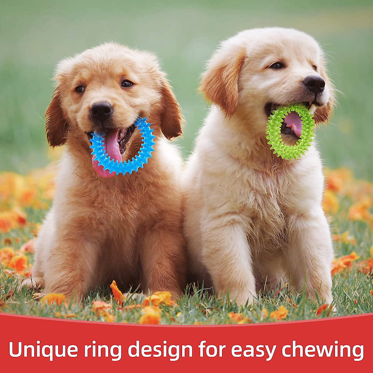 Hurray 3 Pack Puppy Teething Chew Toys for Relieve Itching and Clean Teeth - Dog Toys for Small Dogs, Puppies Dog Teething Toys - Size Small, Pet Supplies Rubber Dental Chew Toy - Up to 15 lbs
