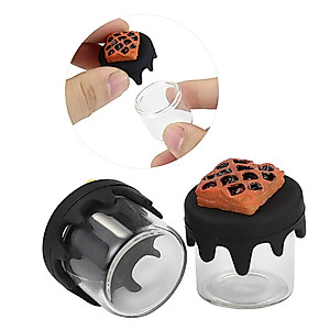 YHSWE (100 PCS Wax Container 6ml Glass Concentrate box with Dessert Silicone Lids Non-stick Glass Oil Multi Use Jar for Lip Balm,Lotion, Cream