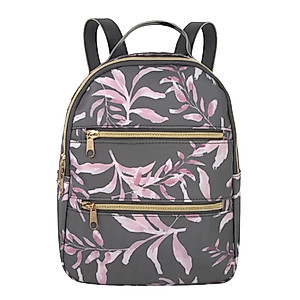 Emma & Chloe Mini Travel Backpack Purse for Women, Teens, Girls for School, Work | Multi Pocket Vegan Leather Mini Backpack (Grey Floral)