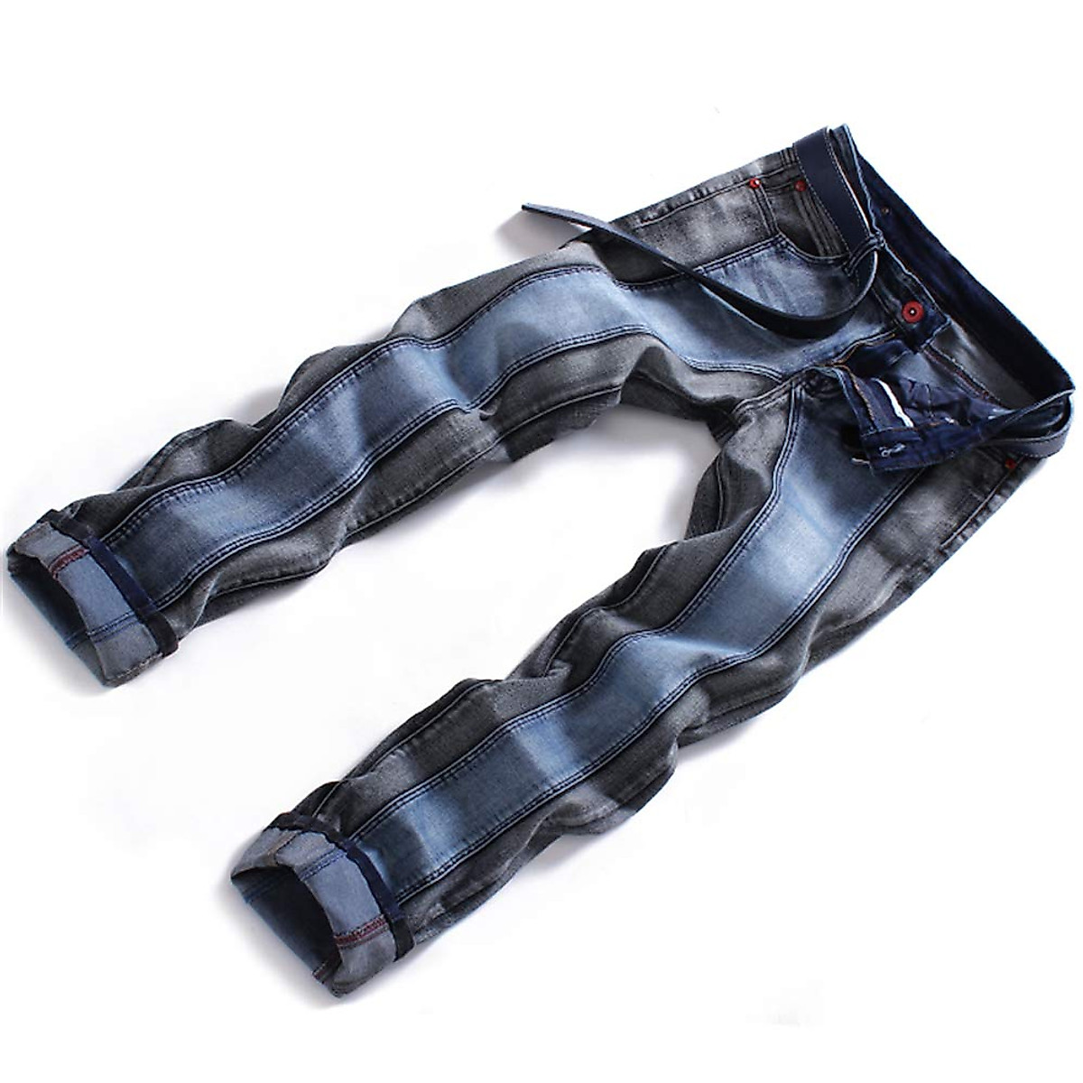 AITITIA Men's Ripped Regular Fit Jeans (30, Blue Gray)