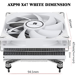 Thermalright AXP90-X47 White Low Profile CPU Cooler, with 92mm TL-9015W Slim PWM Fan, ITX CPU Cooler, AGHP Technology, 47mm Height,for AMD AM4 AM5/Intel 1150/1151/1155/1156/1200(AXP90 X47 White)