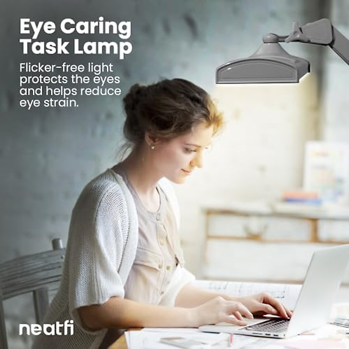 Neatfi Ultra 3,500 Lumen LED Desk Lamp, Color Correlated Temperature, 3 Light Modes, Dimmable, 45W, 26 Inch Wide Metal Shade, 540 SMD LEDs (CCT with Clamp, Silver)