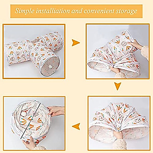 HERCOCCI Bunny Tunnels & Tubes, Collapsible 3 Way Rabbit Hideout Tunnel with Chew Toys for Rabbit Bunny Guinea Pig Ferret Kitten