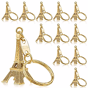 Inbagi 120 Pcs Eiffel Tower Keychain Retro French Souvenirs Paris Eiffel Tower Keyring for Home Jewelry Table Decor Gifts (Gold)
