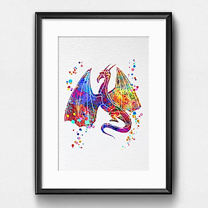 Dignovel Studios 8X10 Unframed Dragon Fantasy Medieval Watercolor Art Print Poster Wall Art Office Home Decor DN538