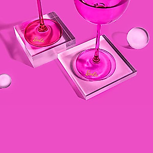 Dragon Glassware x Barbie Wine Glasses, Pink and Magenta Crystal Glass, As Seen in Barbie The Movie, 17.5 oz Capacity, Set of 2