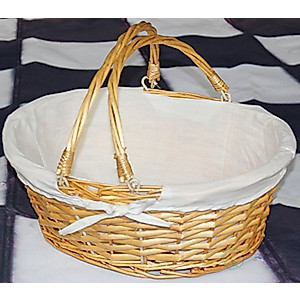 Vintiquewise(TM) QI003055.WF Oval Willow Basket with Double Drop Down Handles