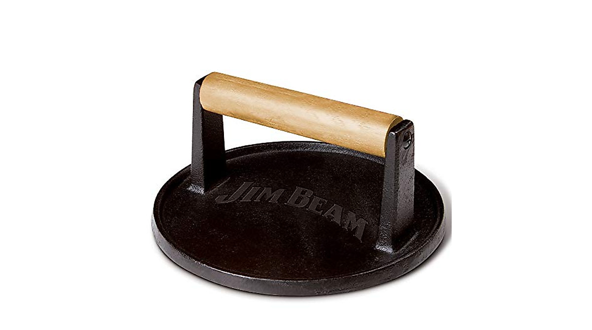 Jim Beam 7" Cast Iron Burger Press - Cook Like a Pro