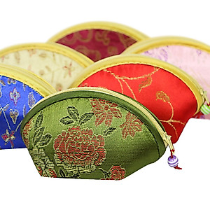 kilofly 20 pc Chinese Silk Embroidered Zipper Jewelry Bag Coin Purse Gift Pouch