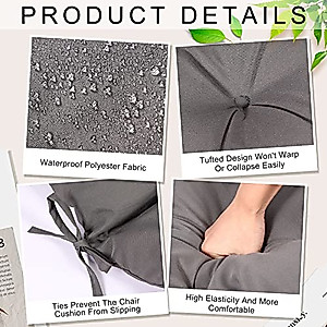 Tufted Back Chair Cushion Indoor Outdoor Seat Back Chair Cushions Weather Resistant Patio Cushions for Outdoor Furniture Chairs(Dark Gray, 4 Pack)