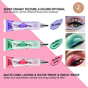 LOKFAR 2 Pack Matte Eyeshadow Primer for Oily Lids White Eyeshadow No Crease Eye Primer Makeup Eyeshadow Base Waterproof & Smudge-proof & Long Lasting Cream Liquid Eye-shadow for All Shadows (Set A)