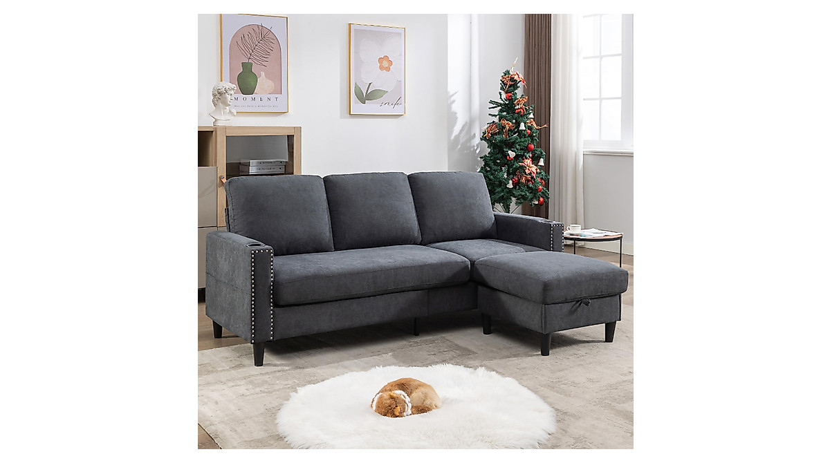 Siiejia L-Shaped Sectional Couch - Compact & Stylish