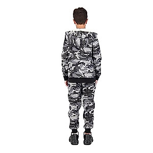 TONY HAWK Boys Hoodie and Jogger Set | Fleece Sherpa Lined Hooded Sweatshirt and Sweatpants for kids (Black Camo, 7)