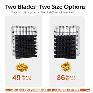 French Fry Cutter, Heavy Duty Professional Stainless Steel Potato Cutter, Removable Handle and 4 Suction Feet, 1/2-inch, 3/8-inch Blades for Potatoes, Onions, Carrots, Cucumbers, Air Fryer