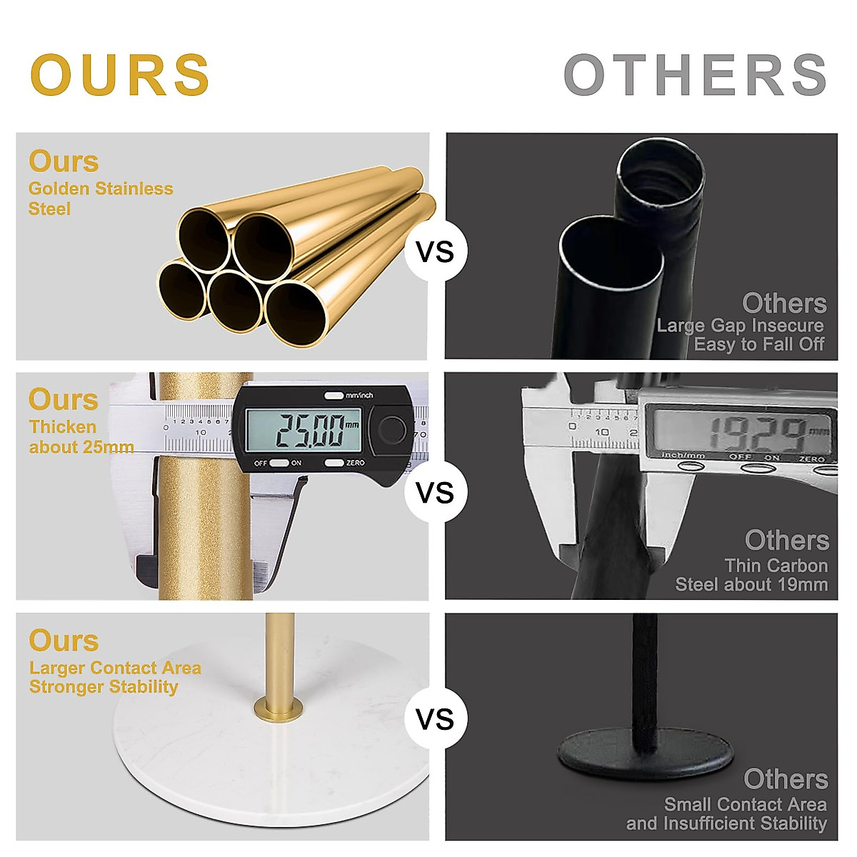 Snaikor Metal Coat Rack with Natural Marble Base, Modern Coat Rack Freestanding, Sturdy Coat Tree Stand, Golden Hall Tree for Jacket Hat Bag Entryway