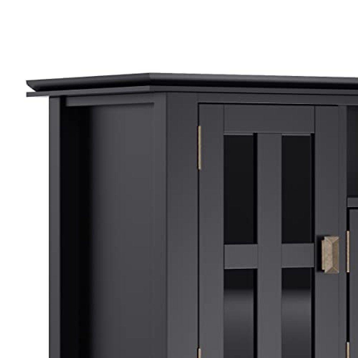 SIMPLIHOME Artisan SOLID WOOD 72 Inch Wide Transitional TV Media Stand in Black for TVs up to 80 Inches, For the Living Room and Entertainment Center