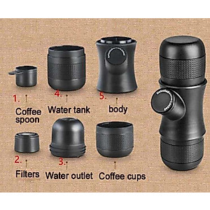 Portable Espresso Machine - Manually Operated - Compact Handheld Coffee Maker - No Batteries - Perfect for Travel, Camping, Beach, Hotel