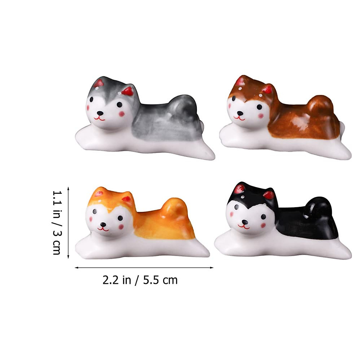 Operitacx 4Pcs Ceramic Cute Dog Chopsticks Rest Dinner Spoon Rest Stand Knife Fork Chopstick Holder Fork Spoon Racks Desktop Decor