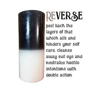 Spell Reversal Candle by Five Corners Co - 2x4 Double Action to Remove Curses and Evil Intention - Candle Magic for Spells, Conjure and Witchcraft - Black White Scented Pillar Candle