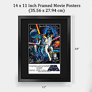 HWC Trading Framed 11" x 14" Print - Star Wars a New Hope Movie Poster Cast Signed Gift Mounted Printed Autograph Film Mark Hamill Harrison Ford Carrie Fisher Alec Guinness George Lucas Gifts Photo Picture Display