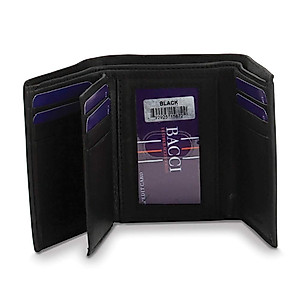 Sonia Jewels Black Leather Trifold Wallet