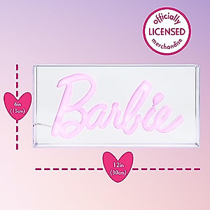 Paladone Barbie Logo LED Neon Pink Sign, Licensed Barbie Merchandise and Barbiecore Room Decor