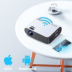 AMEELA Projector, 2023 Upgraded Mini Projector, 8500 lumens Multimedia Home Theater Video Projector, Compatible with Full HD 1080P HDMI, USB, VGA, AV, Smartphone, Pad, TV Box, Laptop