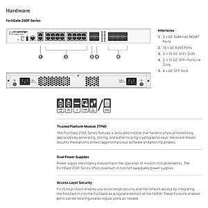 FortiGate-200F Network Security Appliance Plus 1 Year FortiGuard Unified Threat Protection (UTP) and FortiCare Premium (FG-200F-BDL-950-12)
