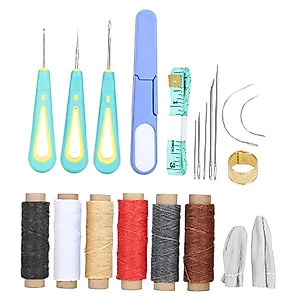 [Premium Leatherworking Tools] Complete Hand Sewing Supplies Kit with Craft Needle Set Waxed Thread for DIY Leather Craft - Essential Leatherworking Supplies