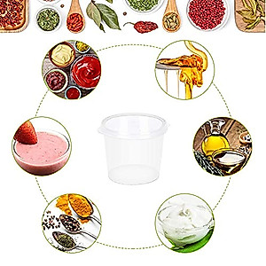 Plastic Disposable Portion Cups Souffle Cup with Lids Leak-proof Clear Thicken Storage Container Storage Box Slime, 1-Ounce, 50-Pack