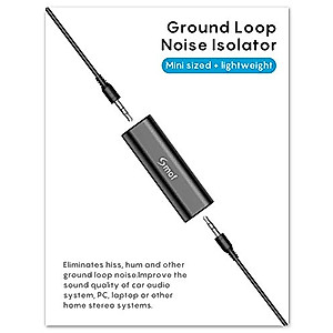 Smof Ground Loop Noise Isolator for Car Audio/Home Stereo System/Speaker/Bluetooth Adapter Receiver/Car Kit (Eliminate The Buzzing Noise Completely) with Jack 3.5mm Audio Cable
